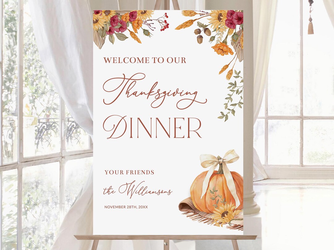 Editable Fall Welcome Sign - Thanksgiving Party Welcome Sign - Modern ...