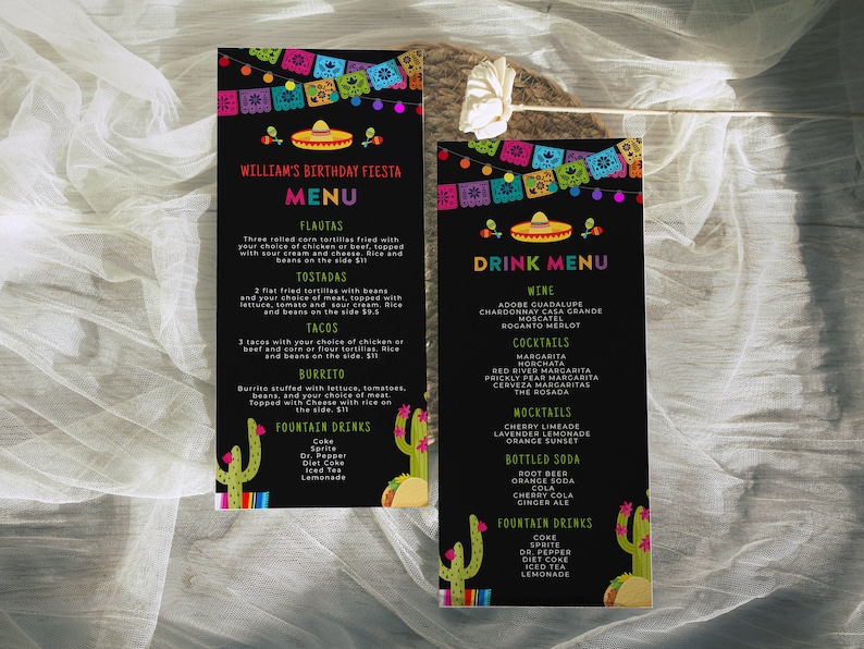 Fiesta Menu Taco Bout a Party Menu Card Menu Template and | Etsy
