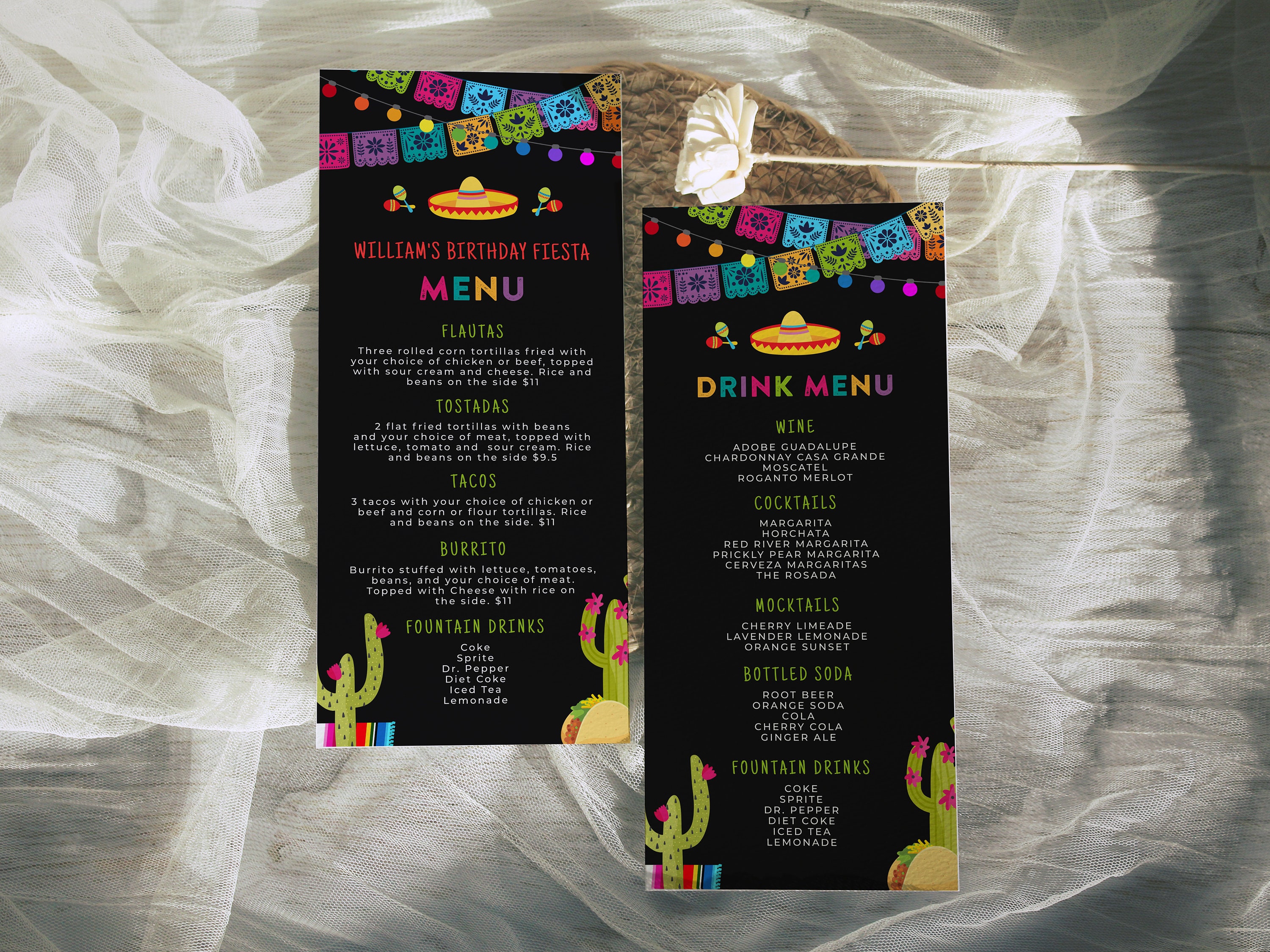 Fiesta Menu Taco Bout a Party Menu Card Menu Template and | Etsy