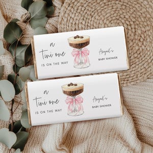 Pink Bow Espresso Martini Baby Chocolate Bar Label Candy Bar Label ...