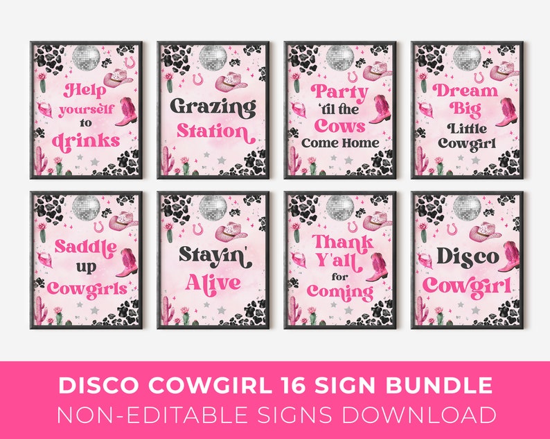 Editable Space Cowgirl Invitation Bundle - Pink Disco Cowgirl Nashville ...