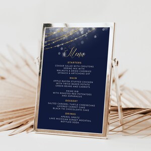 Blue and Gold Menu Template Event Menu Template 5x7 & 8x10 Digital ...