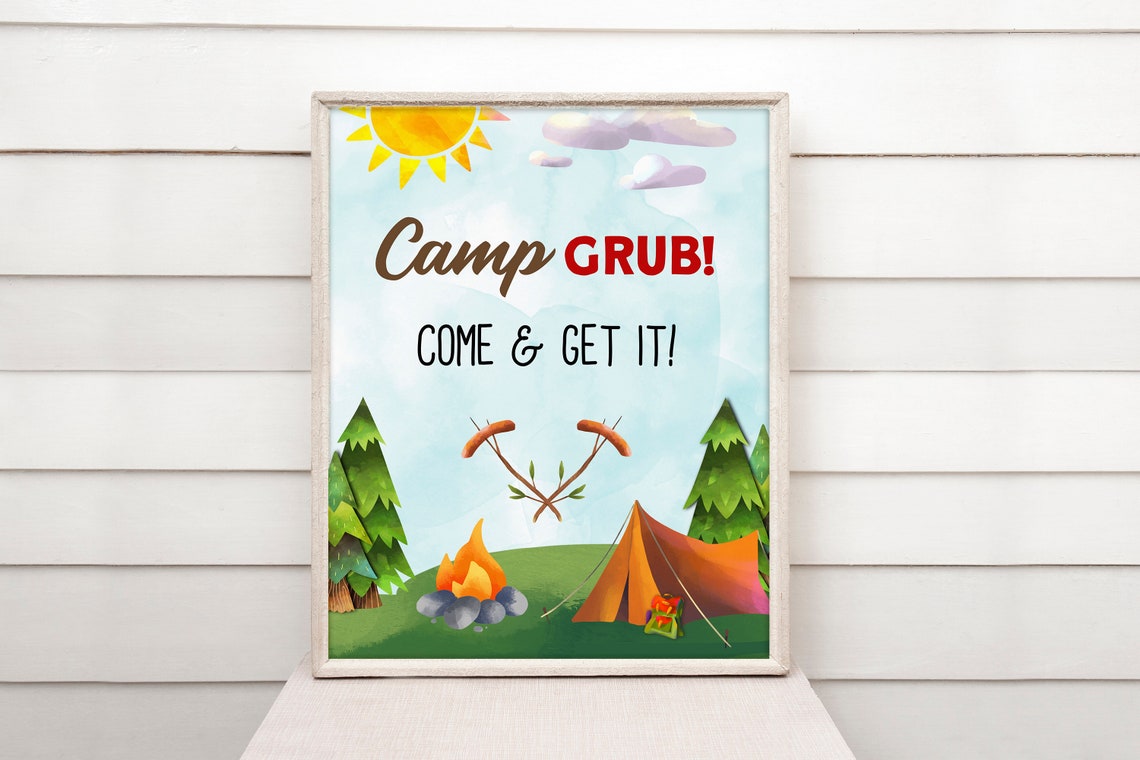 Editable Camping Birthday Party Sign Bundle Birthday Sign - Etsy