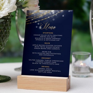 Blue and Gold Menu Template - Event Menu Template - 5x7 & 8x10 ...