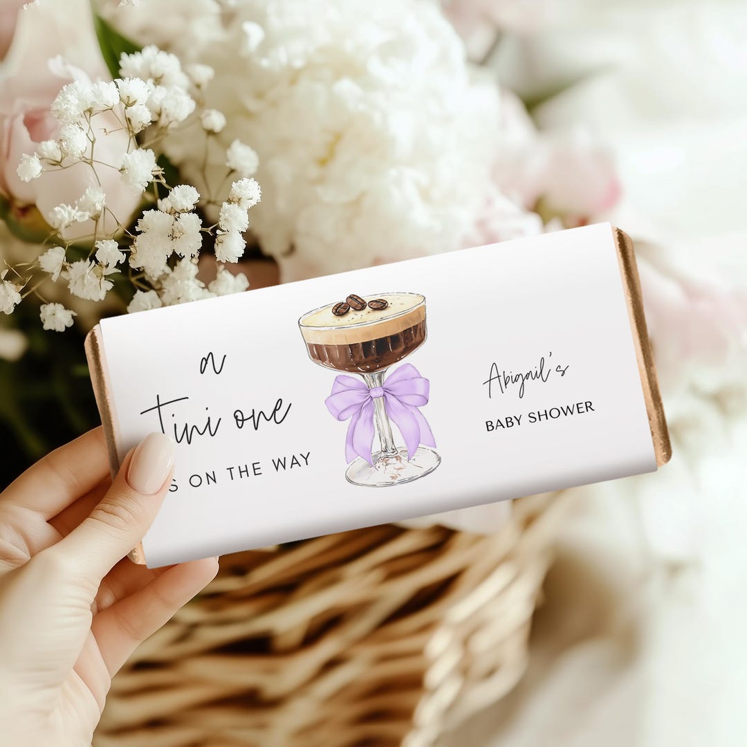 Purple Bow Espresso Martini Baby Chocolate Bar Label Candy Bar Label ...