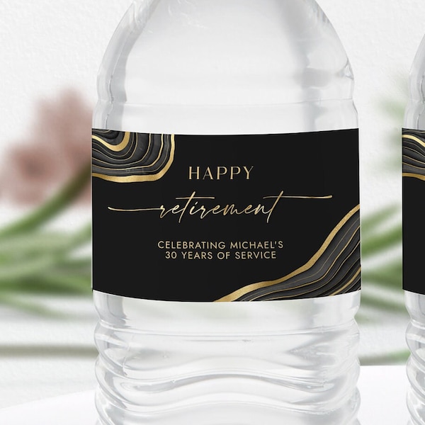 Retirement Water Bottle Label Template - Etsy