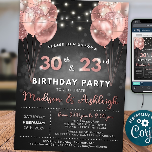 Double Sided Birthday Invitation - Etsy
