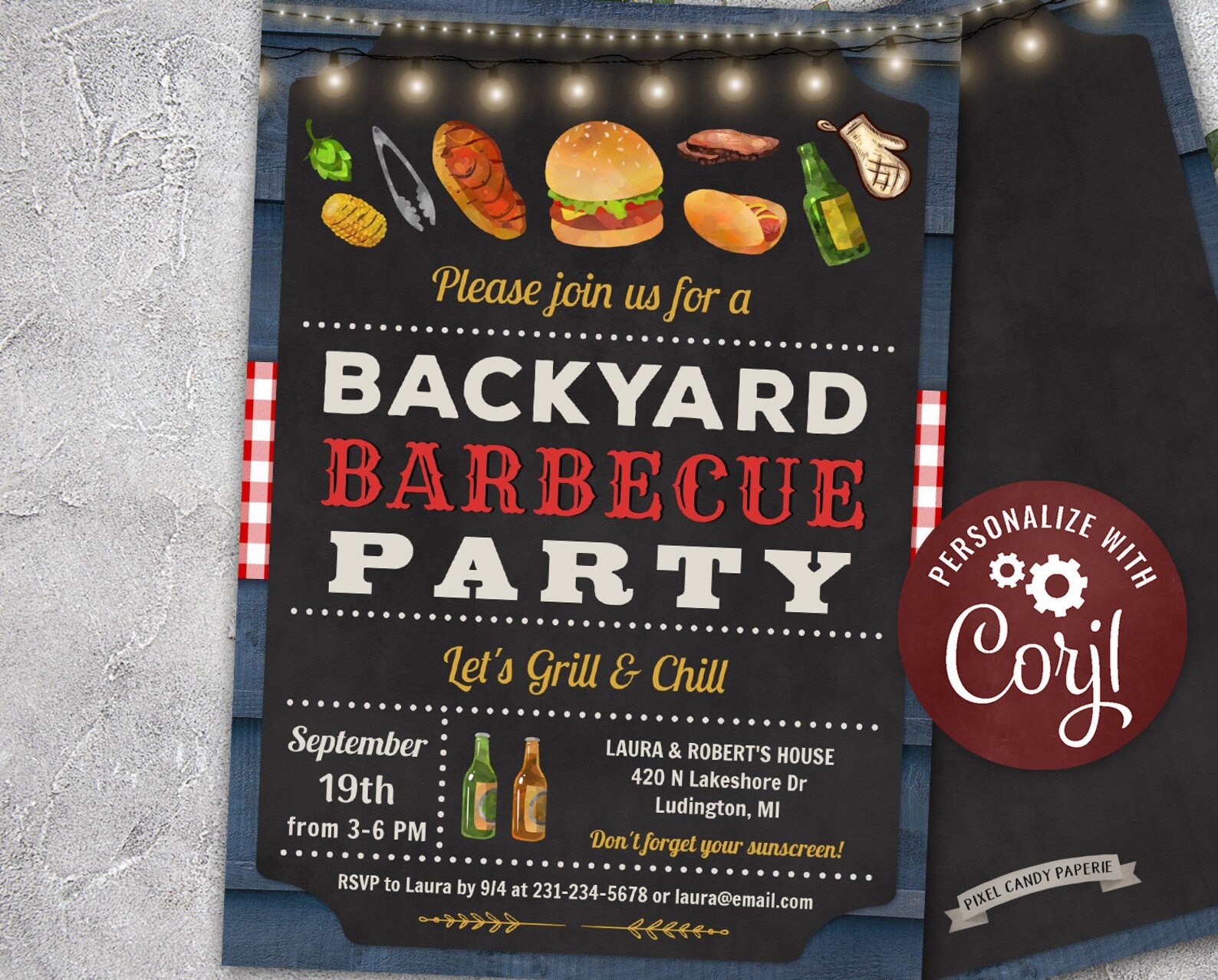 Barbecue Invitation - BBQ Invite Grill and Chill - Backyard Party ...