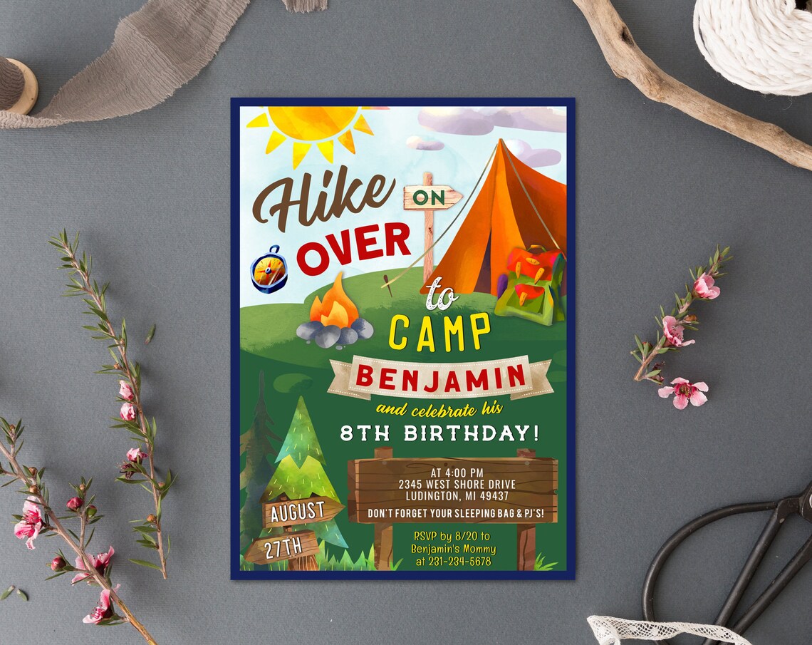 Camping Birthday Invitation Camping Birthday Theme Camp Out - Etsy