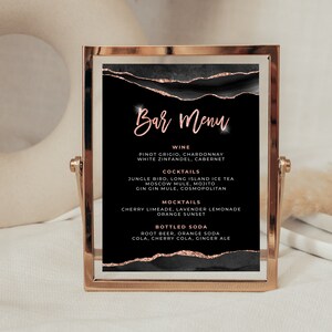Rose Gold Bar Menu Template Drink Menu Event Menu Template Digital ...