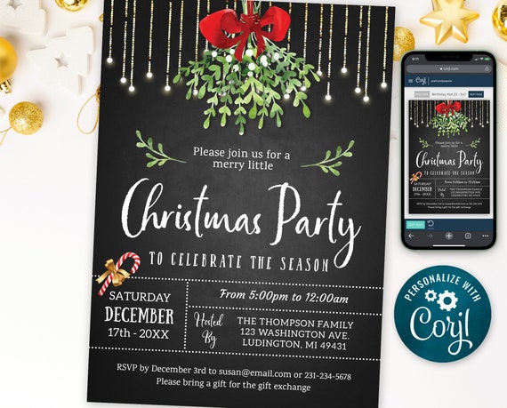 Editable Christmas Party Invitation Holiday Party Invitation - Etsy ...
