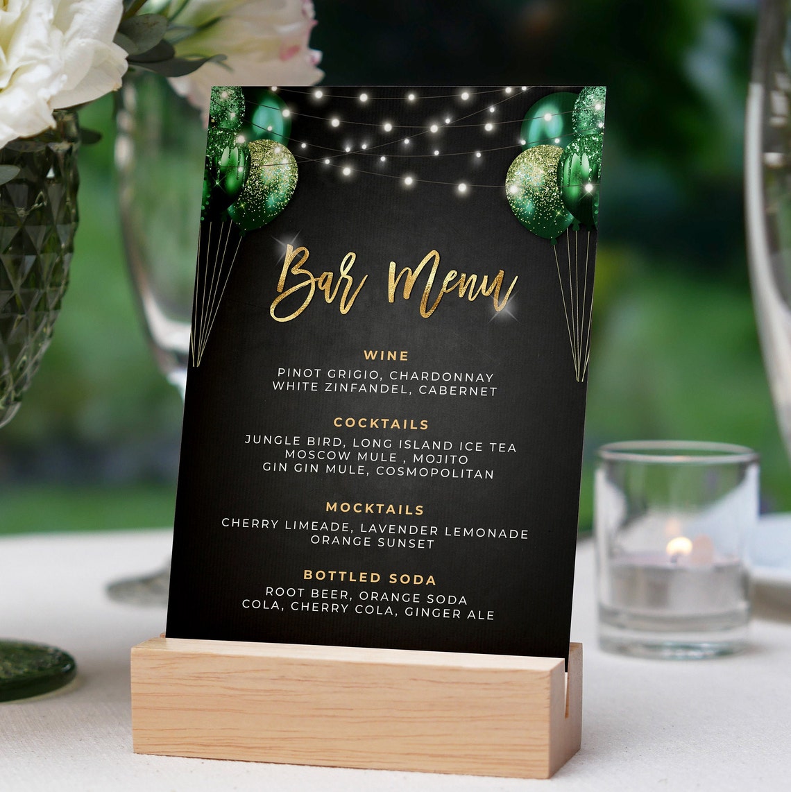 Emerald Green and Gold Bar Menu Template - Drink Menu Event Menu ...