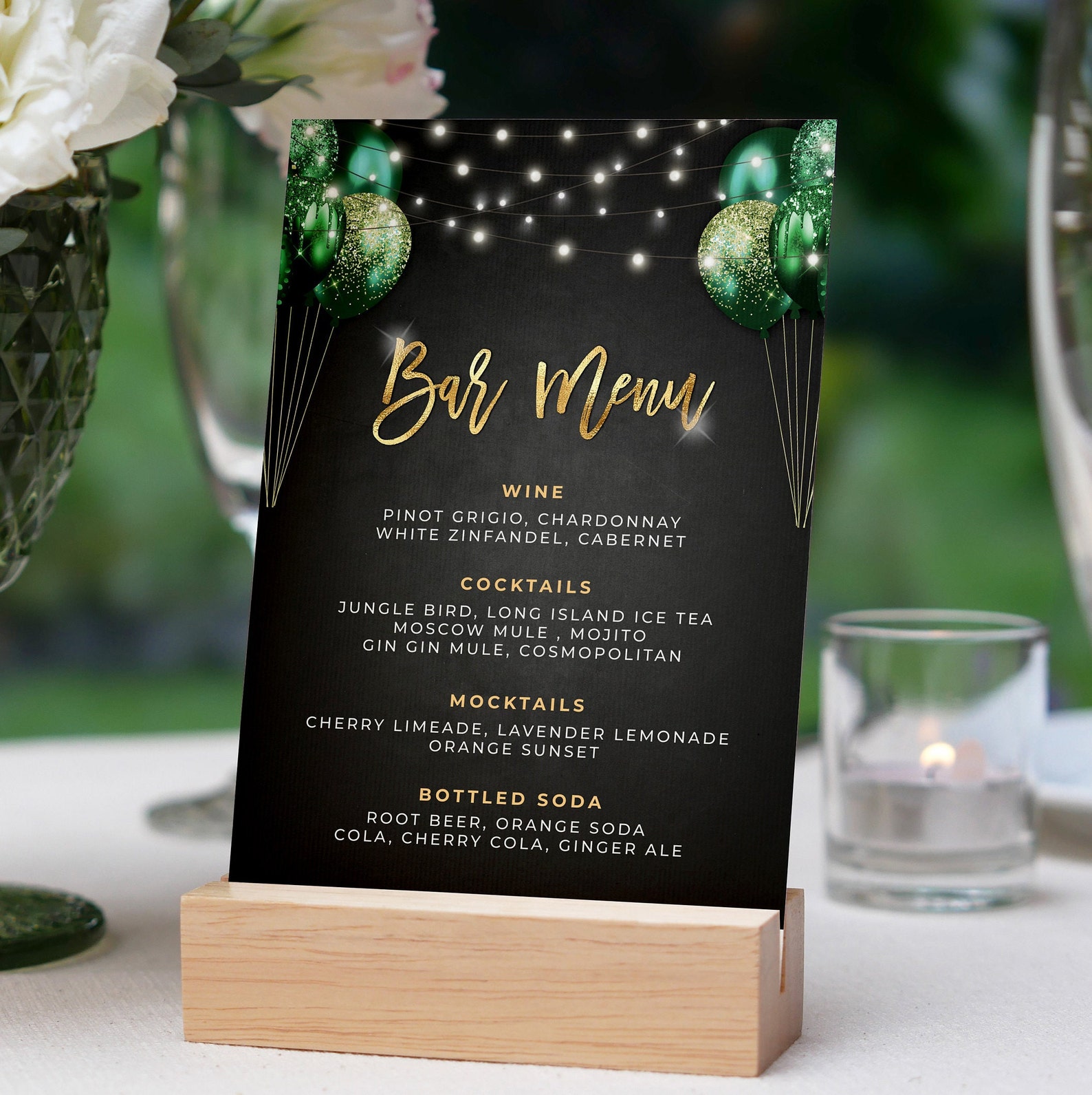 Emerald Green and Gold Bar Menu Template - Drink Menu Event Menu ...