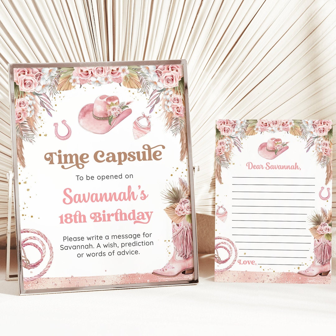 Boho First Rodeo Time Capsule - Pink Cowgirl First Birthday - Blush ...