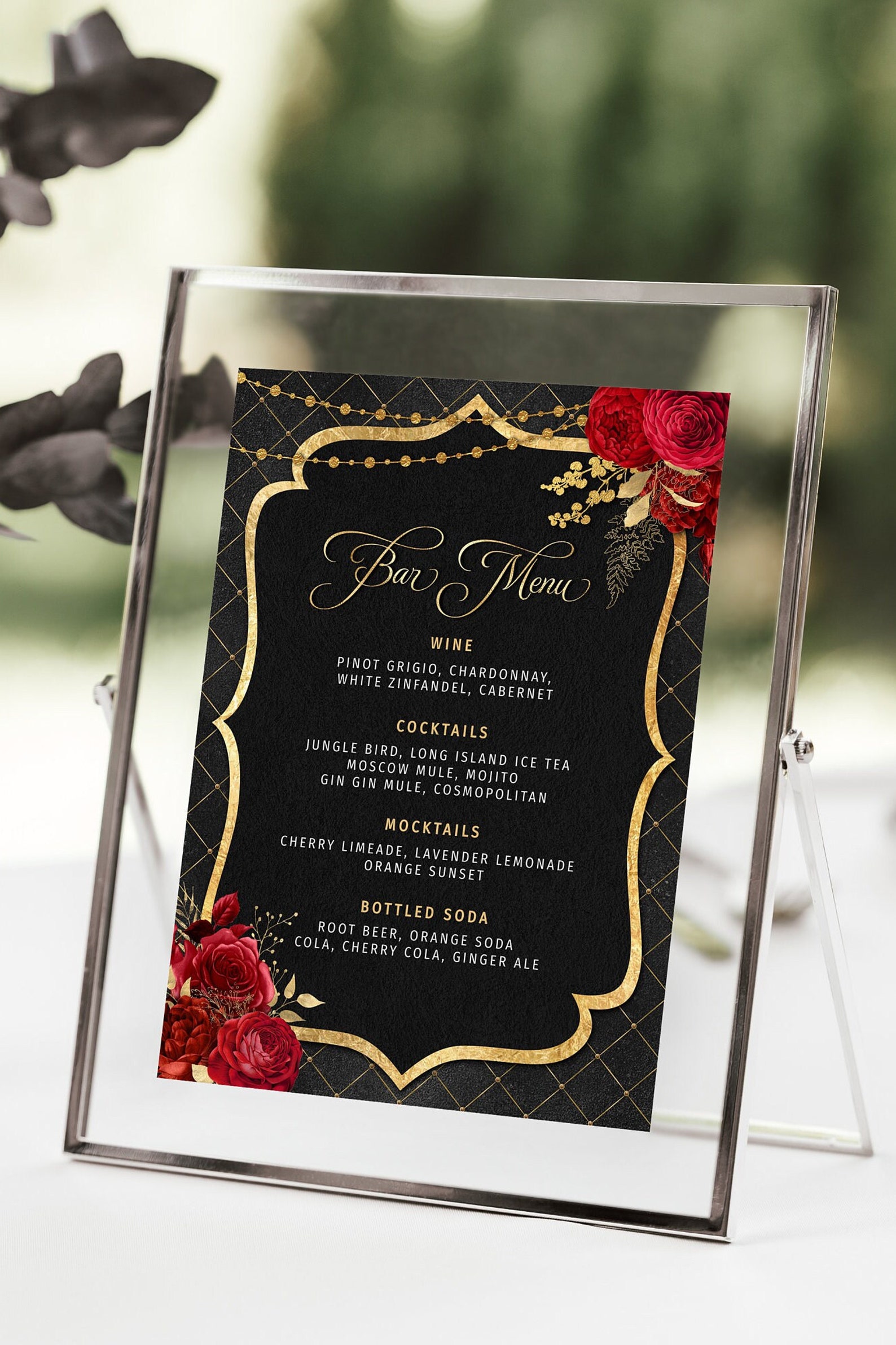Black Red and Gold Bar Menu Template Drink Menu Event Menu - Etsy