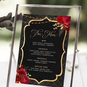 Black Red and Gold Bar Menu Template - Drink Menu Event Menu Template ...