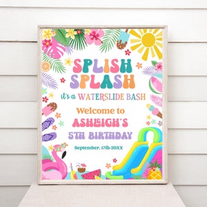 Editable Splish Splash Waterslide Welcome Sign- Tropical Theme Summer ...