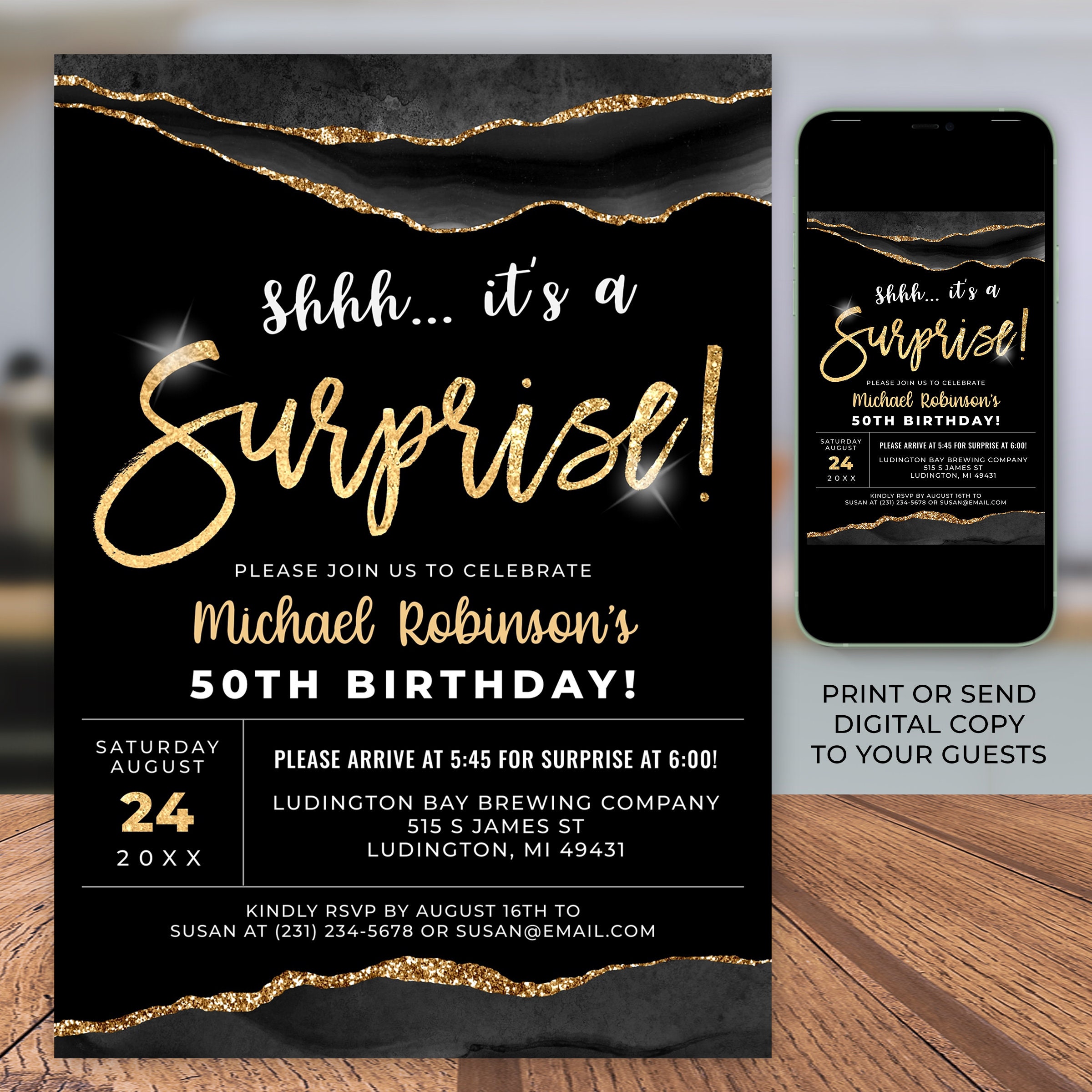 Surprise Birthday Invitation Templates Editable