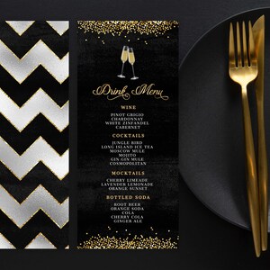 Menu Template and Drink Menu Template Sparkly Glitter Gold - Etsy