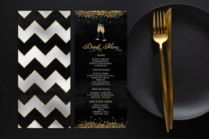 Menu Template and Drink Menu Template Sparkly Glitter Gold - Etsy