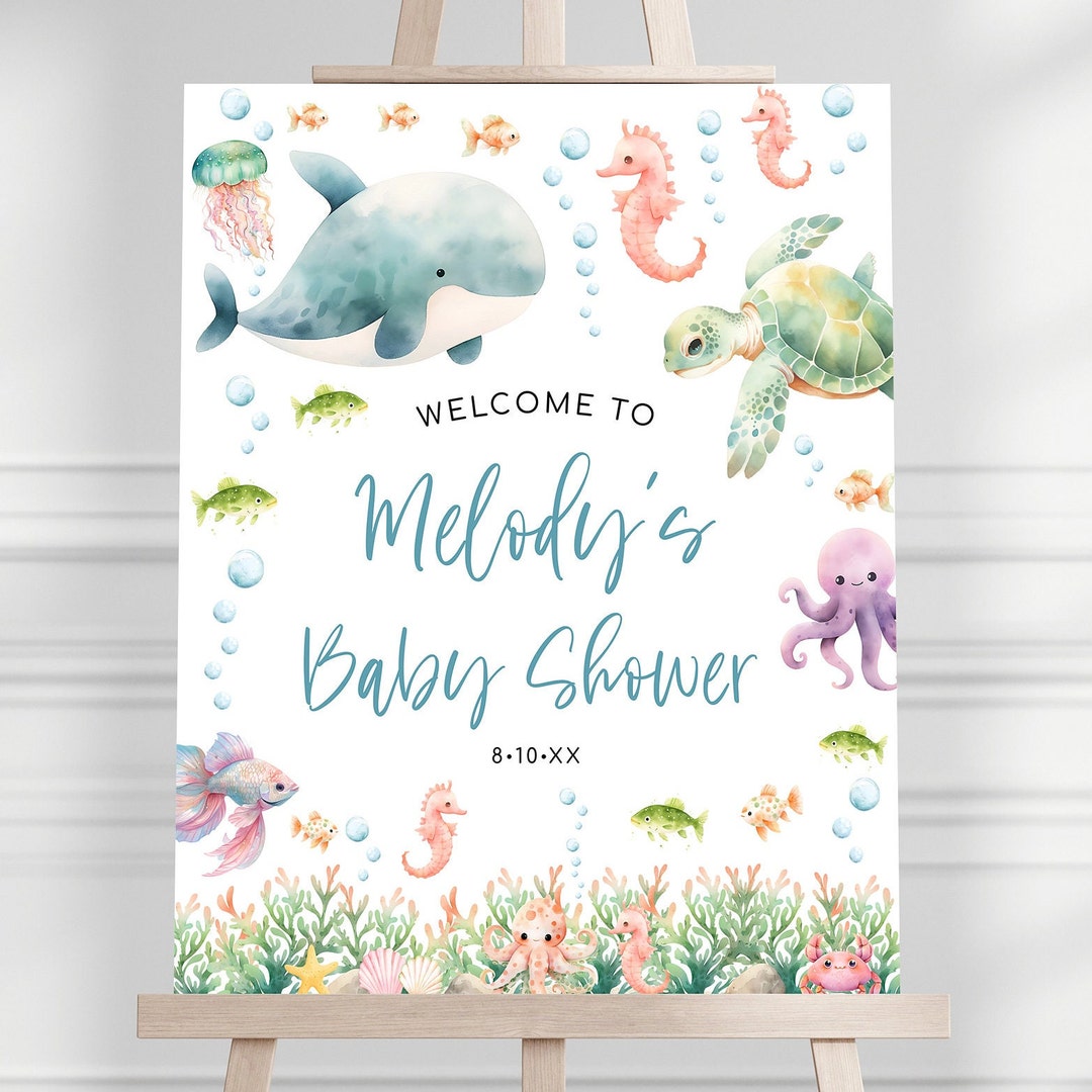 Under the Sea Baby Shower Welcome Sign Template - Gender Neutral ...