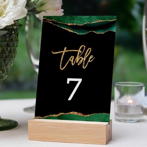 Green and Gold Table Numbers Template, Reception Table Numbers ...