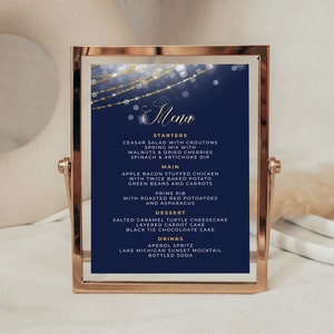 Blue and Gold Menu Template - Event Menu Template - 5x7 & 8x10 ...