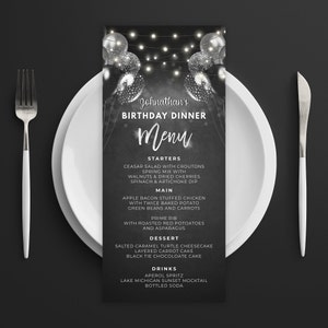 Black and Silver Menu Card - Menu Template and Drink Menu Event Menu ...