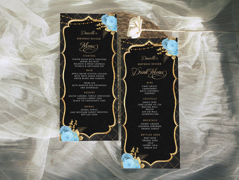 Editable Menu Template and Drink Menu Event Menu Template - Etsy