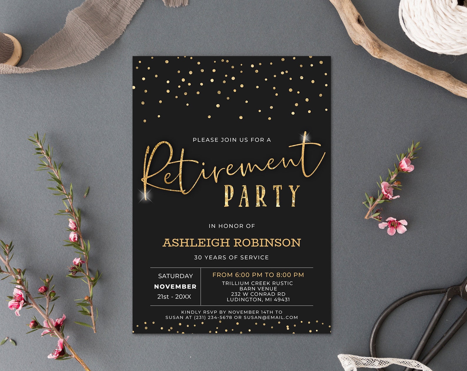 Retirement Party Invitation Instant DOWNLOAD Personalize & - Etsy