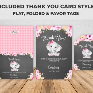 Pink Girl Elephant Baby Shower Invitation Set Diaper Raffle - Etsy