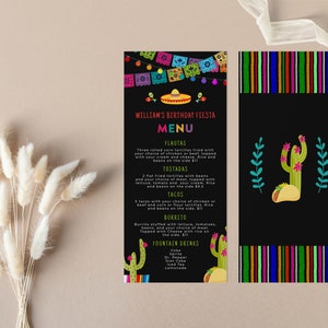 Fiesta Menu, Taco Bout a Party Menu Card, Menu Template and Drink Menu ...