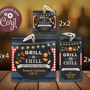 Thank You Favor Tags BBQ & Grill and Chill Barbecue Party - Etsy