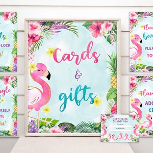 Flamingo Birthday Party Sign Templates Tropical Flamingo - Etsy