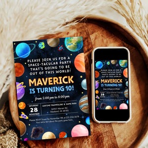 Planet Birthday Invitation - Outer Space Party Invite - Space Themed ...