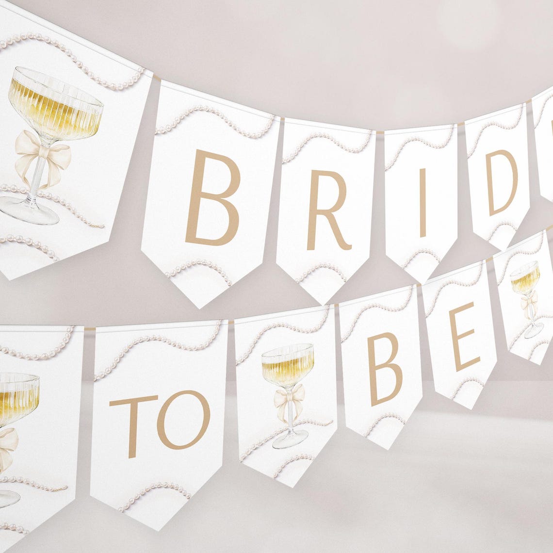 Pearls and Prosecco Bridal Shower Bunting Banner Sign Template - Bride ...