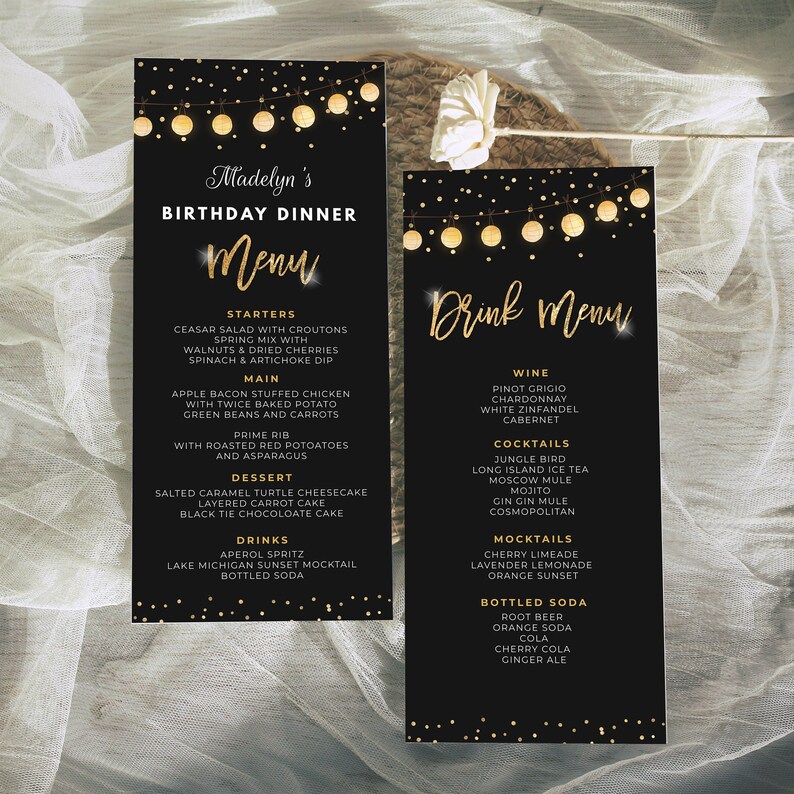 Editable Menu Template and Drink Menu Event Menu Template - Etsy