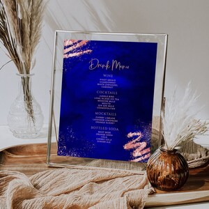 Royal Blue and Rose Gold Event Menu Template - Drink Menu Menu Template ...