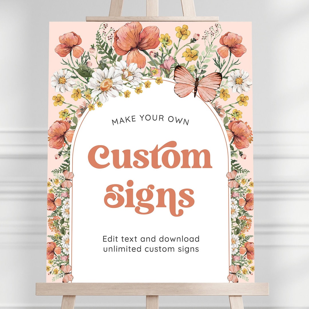 Wildflower Custom Sign Template Wildflower Birthday Party Boho Birthday ...