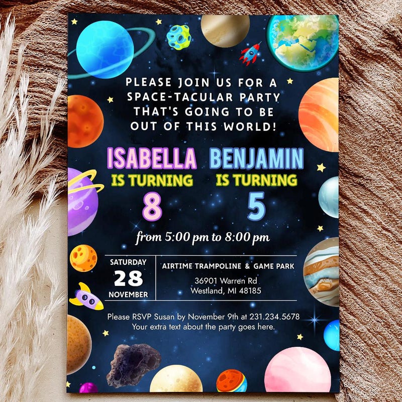 Planets Invitation - Etsy