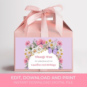 Editable Wildflower Birthday Gable Box Template - Pink + Purple Boho ...
