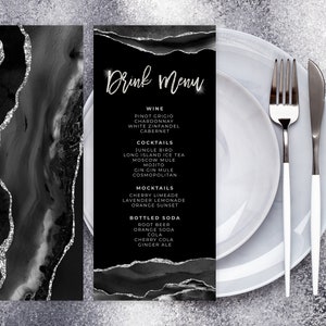 Black and Silver Menu Card - Menu Template and Drink Menu Event Menu ...