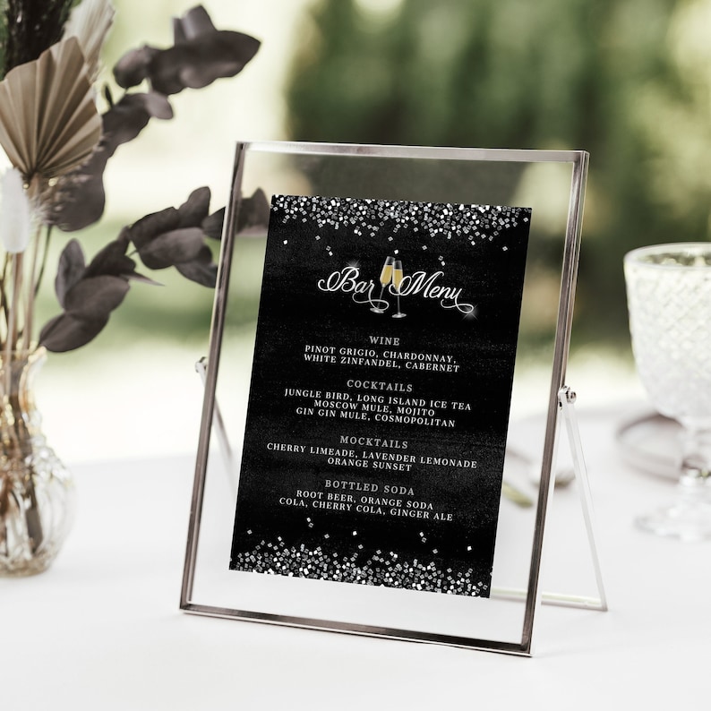 Silver Sparkle Bar Menu Template Drink Menu Event Menu - Etsy