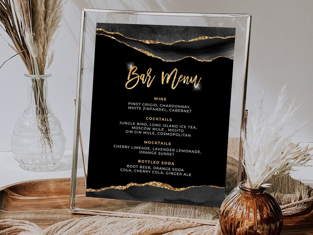 Black and Gold Bar Menu Template - Drink Menu Event Menu Template ...