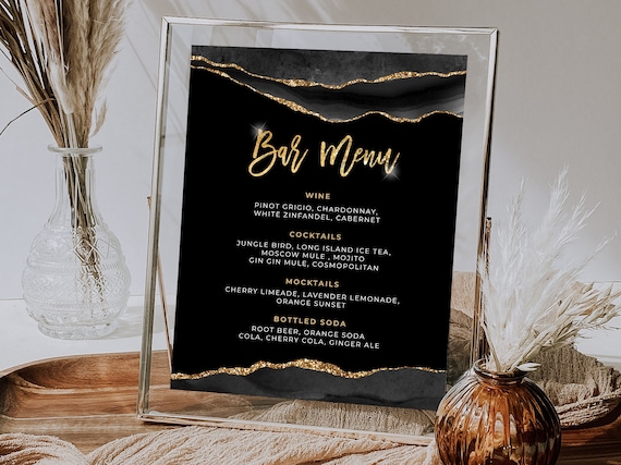 Black and Gold Bar Menu Template Drink Menu Event Menu - Etsy