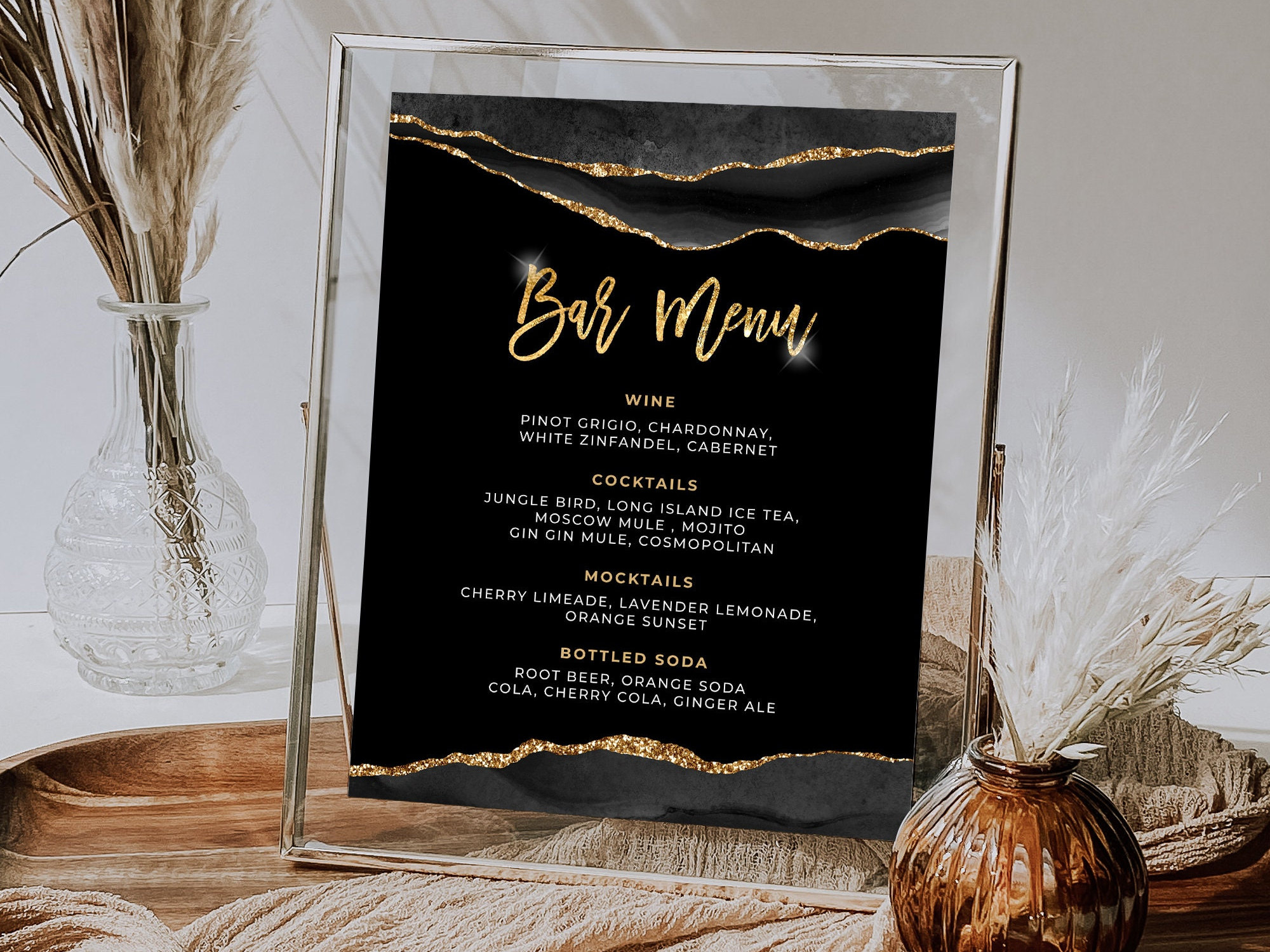 Black and Gold Bar Menu Template Drink Menu Event Menu - Etsy Australia