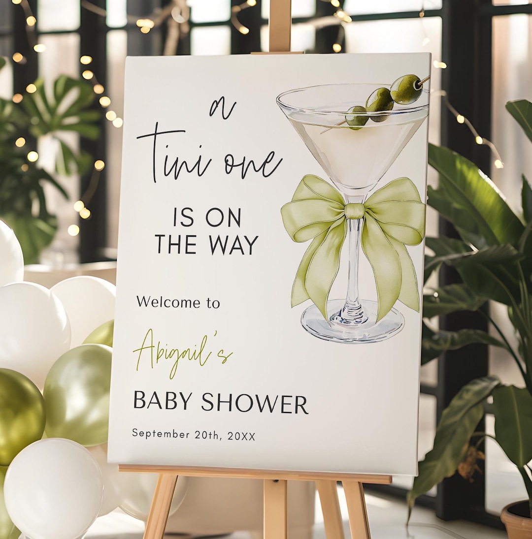 Martini Baby Shower Welcome Sign Template - Gender Neutral Baby Shower ...