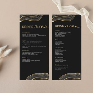Black and Gold Menu Card - Menu Template and Drink Menu Event Menu ...