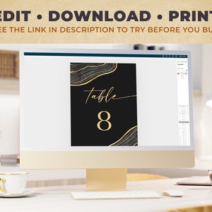 Black and Gold Table Numbers Template - Reception Table Numbers - Table ...