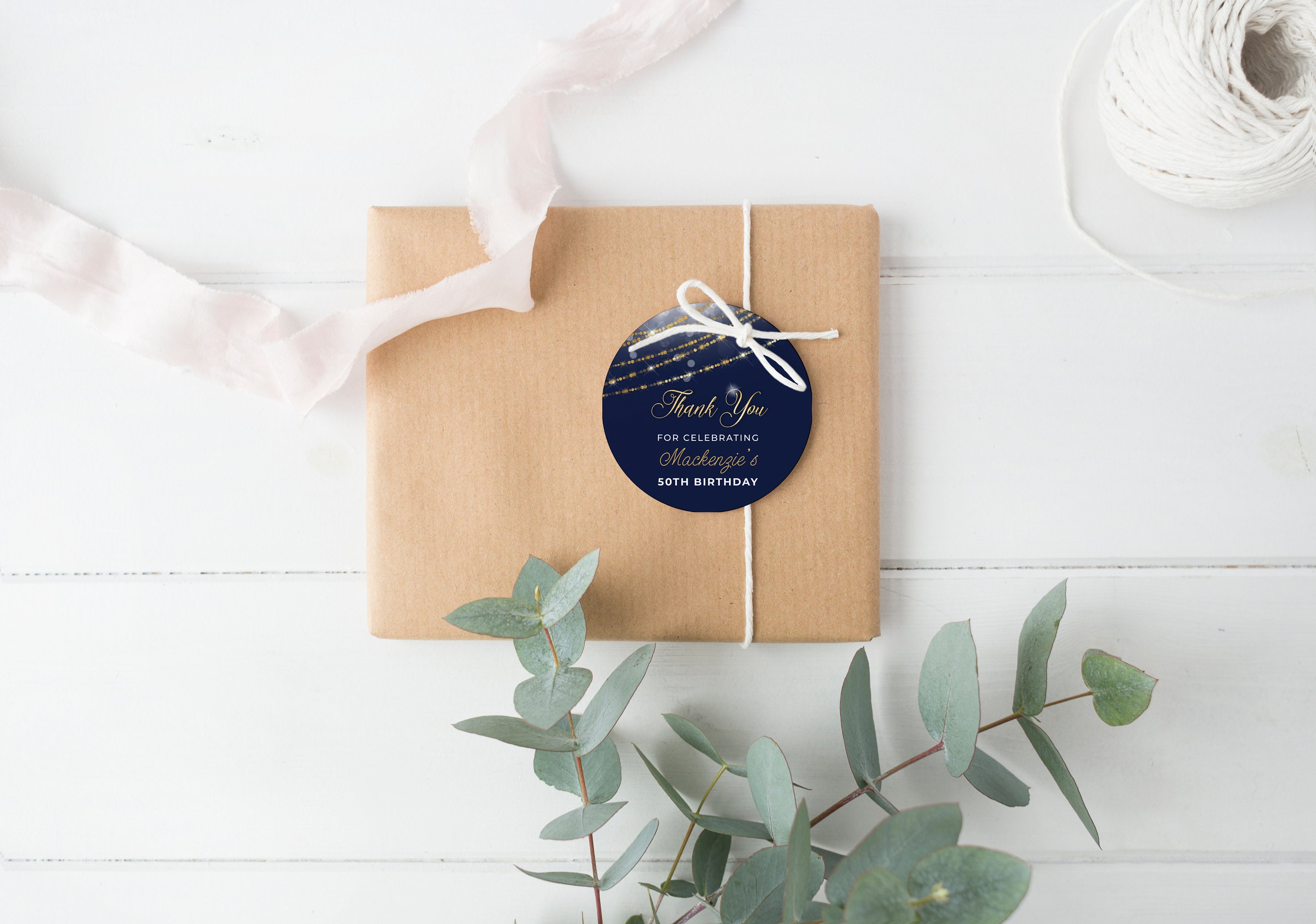 Blue and Gold Favor Tag Template - Gift Tag Template, Glitter Sparkle ...